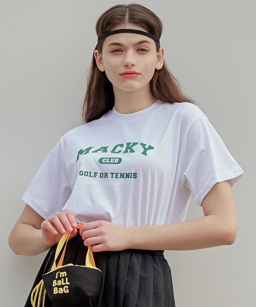 MUSINSA | MACKY Mackie Club Short Sleeve T-Shirt White-Green