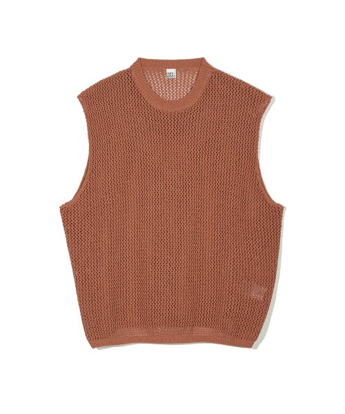 MUSINSA | PARTIMENTO Mesh Net Knit Vest Orange
