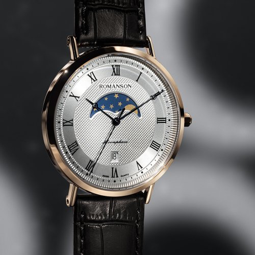 MUSINSA | ROMANSON Kairos Classic Moon phase leather watch ...