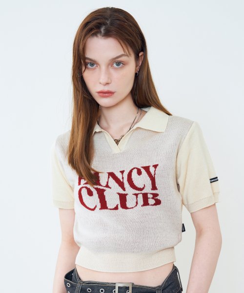 MUSINSA | NASTY FANCY CLUB [NF] Fancy Wave Collar Knit Tee (IVORY)_F23QB479