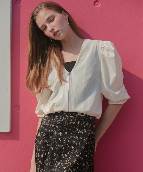 MUSINSA | ZERO STREET [2 Colors] Shirring Puff String Jumper