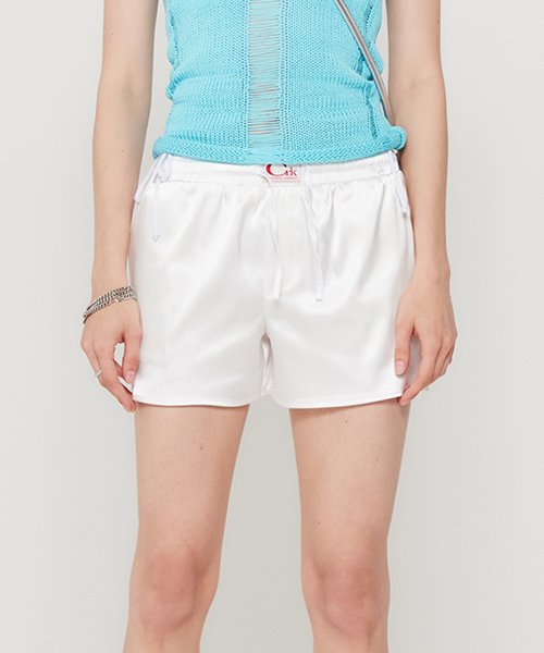 MUSINSA | CRANK Satin String Shorts_White