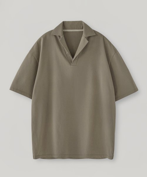 MUSINSA | LAFUDGESTORE Essential open collar polo shirt_Mocha Beige