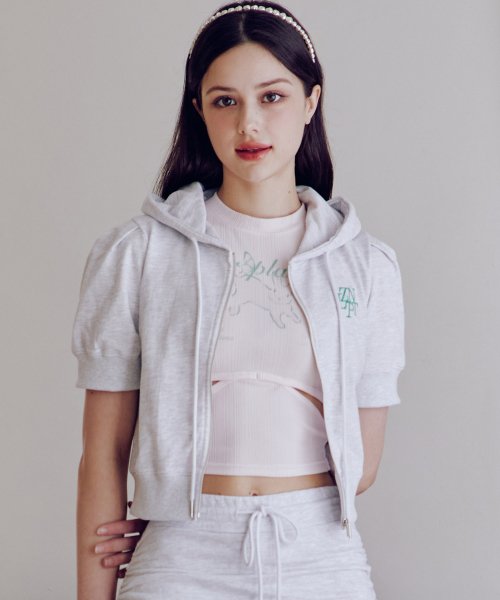 MUSINSA | ZEROPLANET Daisy puff hooded zip-up [MELANGE]