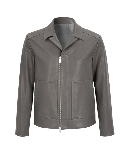 MUSINSA | UNGIMMICK Modern open collar jacket / Lamb skin (Grey)