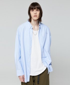 MUSINSA | VTWO Logo Embroidered Button Down Shirt_Sky Blue