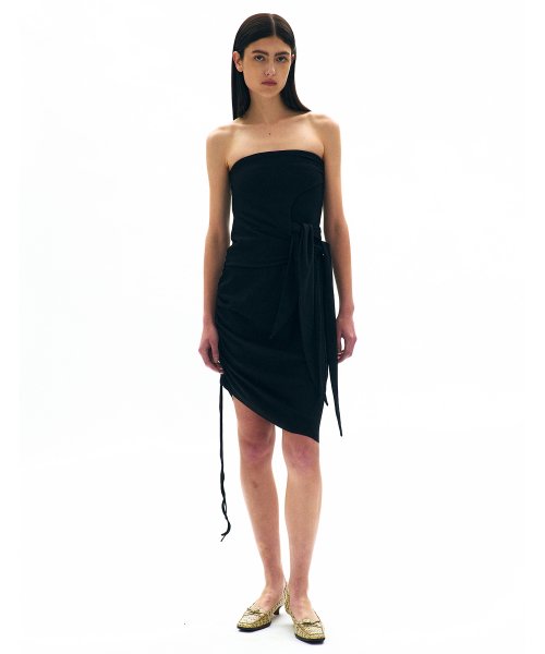 MUSINSA | PARTIMENTO WOMEN Tied Up Strapless Dress_Black