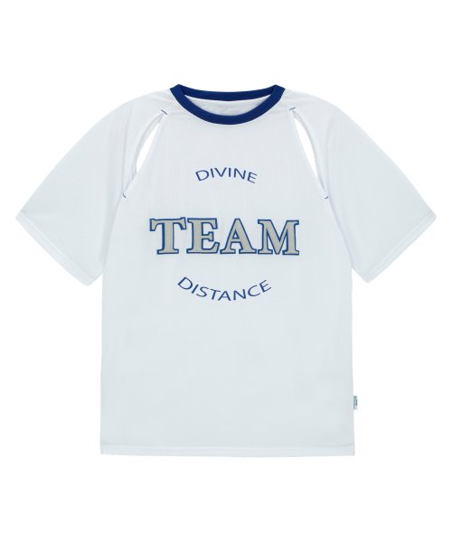 디바인디스턴스(DIVINE DISTANCE) 슬릿 풋볼 하프 슬리브 [화이트] - 사이즈 & 후기 | 무신사