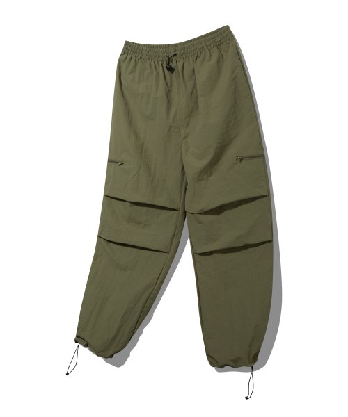MUSINSA | NP STUDIO Parachute semi wide string pants khaki
