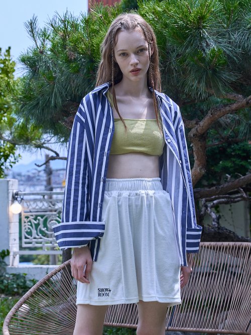 MUSINSA公式 | 320SHOWROOM Classic Stripe Logo embroidery Shirts Navy