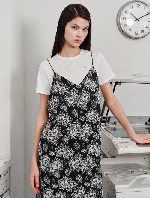 MUSINSA | GENERAL IDEA Flower Pattern Long Dress [BLACK] / WBC2L15517