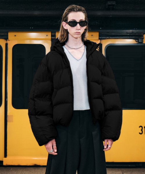 MUSINSA | LMOOD GIPI Artificial Pudding Down Puffer Jacket Black