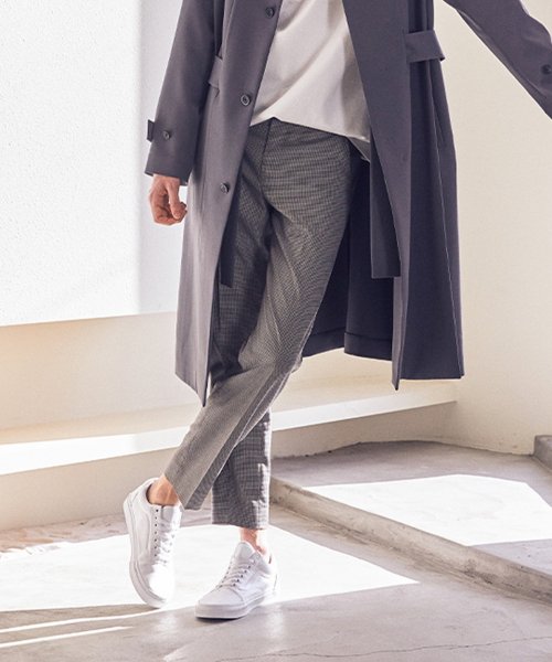 MUSINSA | AD HOC Men's Elastic Band Check Slacks (CH-GREY)