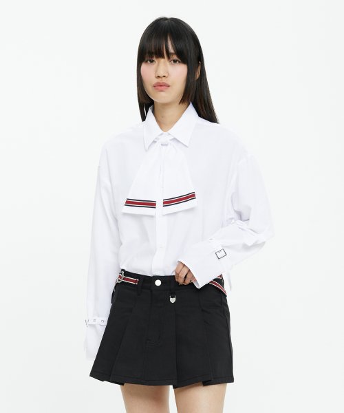 MUSINSA | NIIER NOR [Tageto X Romantic Crown] Neo Ribbon Belt Shirt_White