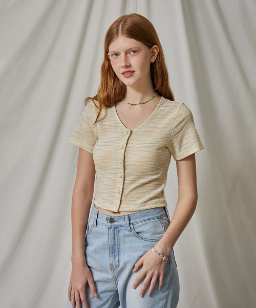 MUSINSA公式 | ITOV SEOUL Metal Stripe Top - Yellow