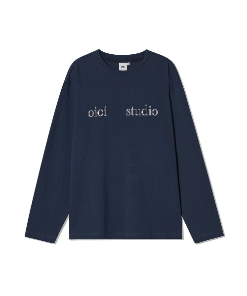 오아이오아이 컬렉션(OIOI COLLECTION) 레이어드 로고 긴팔 티셔츠_네이비 - 사이즈 & 후기 | 무신사