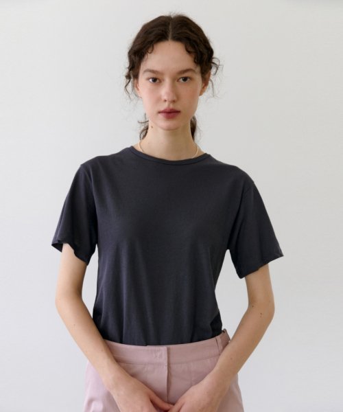 MUSINSA | UNNOUT SUMMER BASIC T-SHIRT - CHARCOAL
