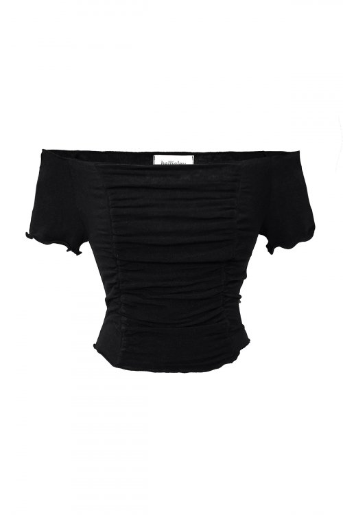 MUSINSA | BELLIALEU Shirring Half Off Shoulder - Black