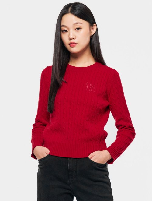 MUSINSA | GENERAL IDEA GNRL Cable Pullover [RED] / WBC3L05502
