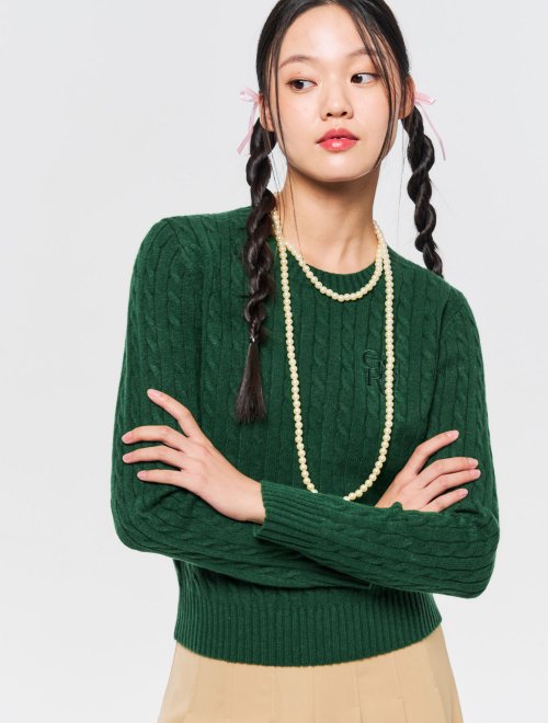 MUSINSA | GENERAL IDEA GNRL Cable Pullover [GREEN] / WBC3L05502
