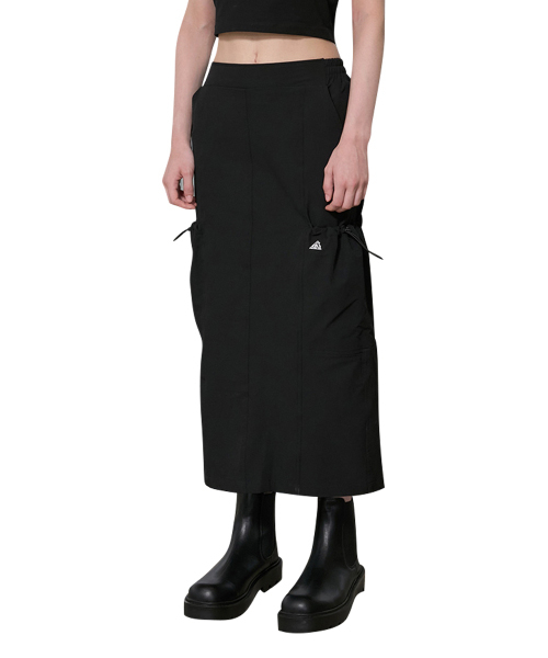 레디포넥스트(READY4NEXT) 스트링 아웃포켓 롱스커트 BLACK - 사이즈 & 후기 | 무신사