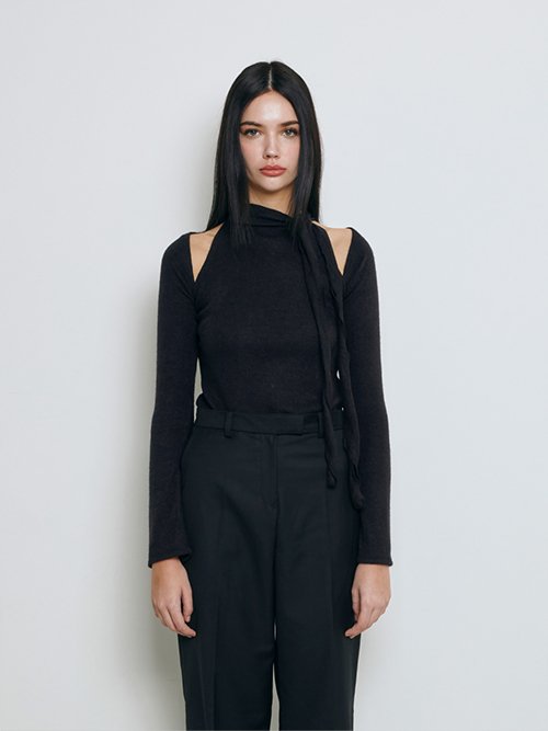 MUSINSA | NOT YOUR ROSE Halter Scarf Bolero Set (Black)