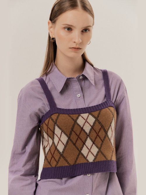 MUSINSA | HUNCH UNIQUE COLOR POINT ARGYLE KNIT BUSTIER