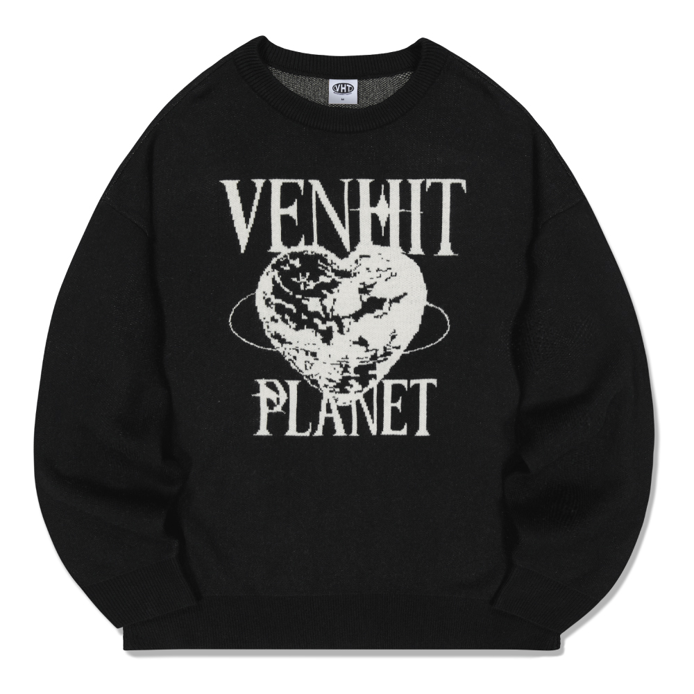 VENHIT BLACK PLANET 提花針織衫（黑色） (Creatrip)