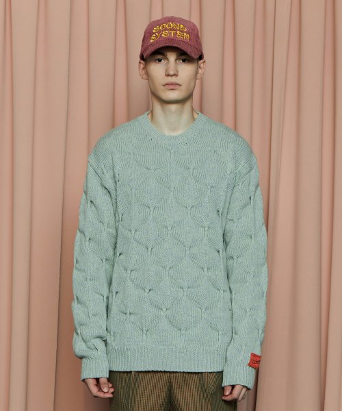 MUSINSA | UNALLOYED Embossed Clover Knit / Mint