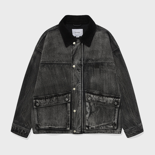 MUSINSA | COVERNAT Denim Washing Field Jacket Black
