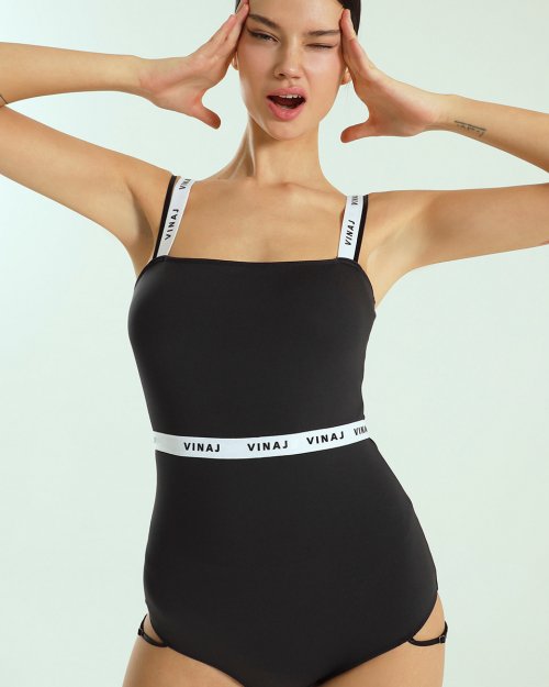 MUSINSA | VINAJ Logo Tube Top Monokini - Black
