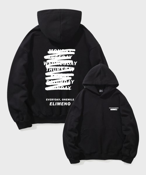 MUSINSA | ELIMENO EL Not All Way Overfit Hooded Sweatshirt Black