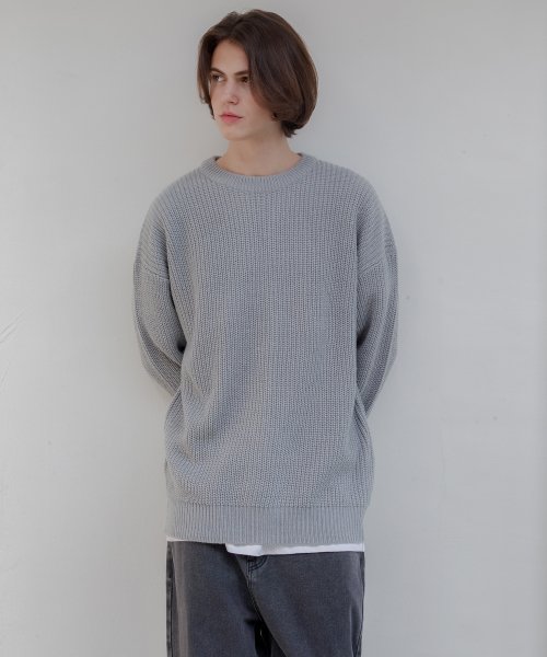 MUSINSA | AGAINST ALL ODDS Crew Neck Rib Overfit Hachi Knit - Gray