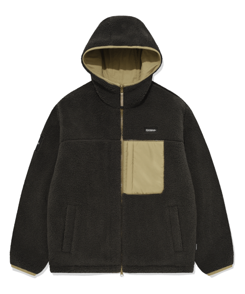 MUSINSA | COVERNAT Reversible Compiboa Hoody Zip-up Jacket Khaki