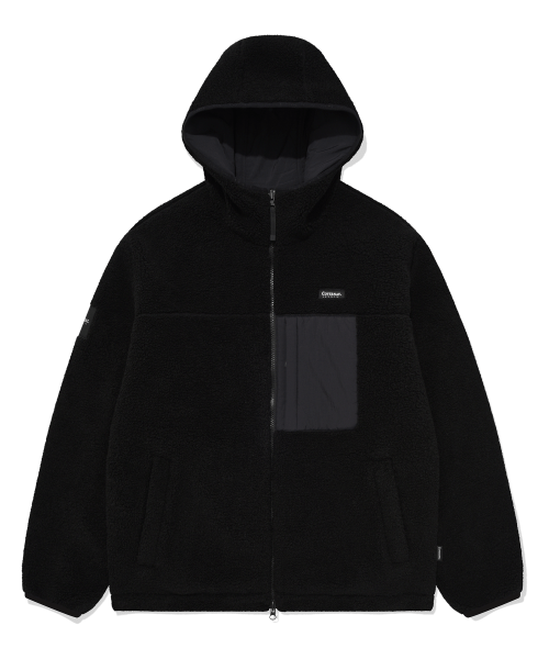 MUSINSA | COVERNAT Reversible Compiboa Hoody Zip-up Jacket Black