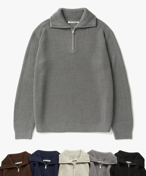 MUSINSA | SUARE Washable Hachi Half Zip-up Knit - 5 COLOR