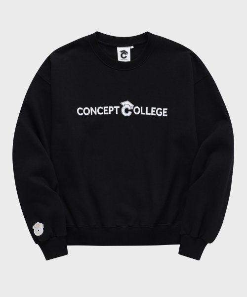 MUSINSA | CONCEPT COLLEGE Basic Line Logo Black Sweatshirt [Unisex]