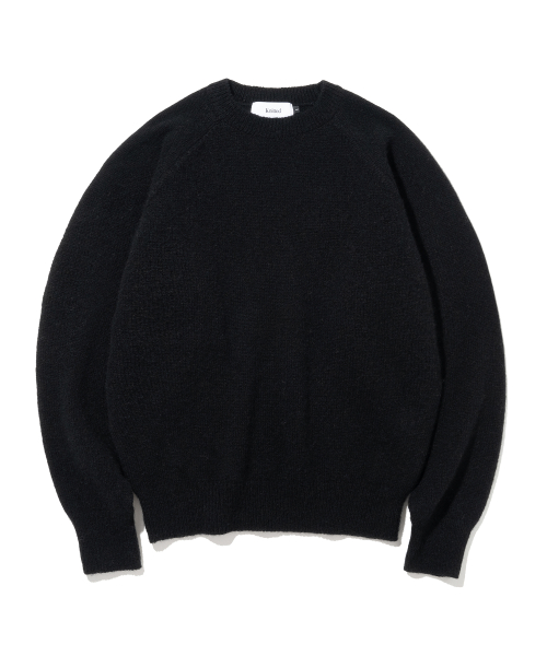 MUSINSA | KNITTED Shaggy Dog Wool 100% Round Knit BLACK
