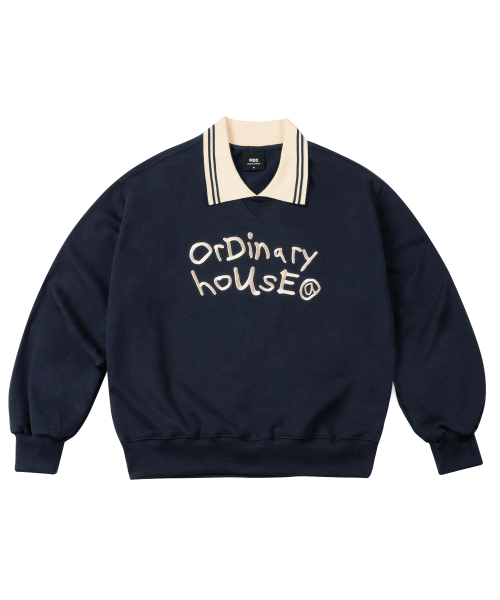 MUSINSA | MOO [Fleece/Non-Fleece] Lettering embroidery collar ...