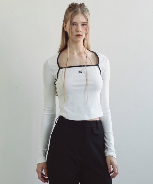 MUSINSA | ETRE AU SOMMET Deep square neck long sleeve (off white)