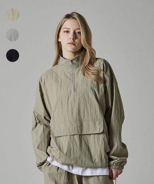 MUSINSA | BSMT Nylon Stand Neck Half Zip-Up Anorak (3Colors)