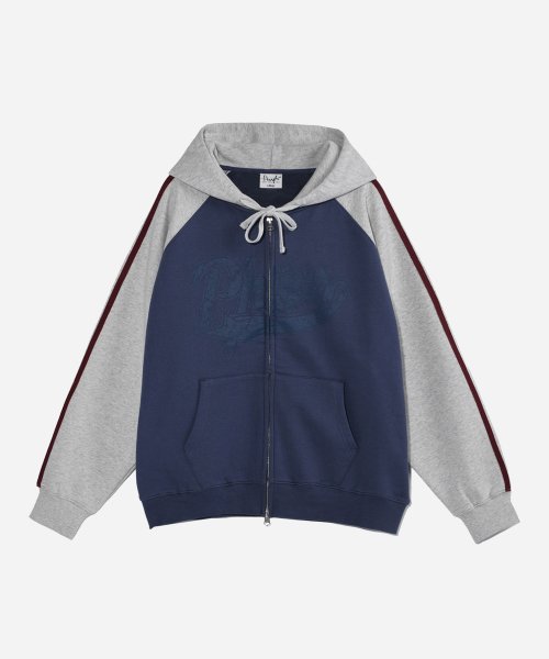 MUSINSA | PHYPS STAR TAIL COLOR BLOCK HOODIE ZIP UP_VTG NAVY