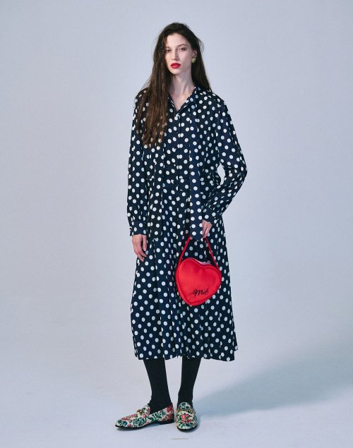 MUSINSA | MARDI MERCREDI MAXI DRESS TIE NECK DOT_NAVY RED