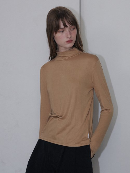 MUSINSA公式 | PLACE STUDIO Soft half-neck warmer knit t-shirt polar neck [beige]