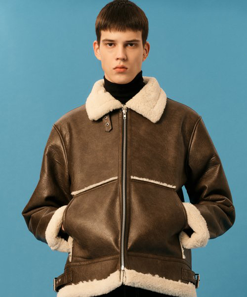 MUSINSA | KOLEAT MEN Overfit Dumble Crack Pique Leather Mustang Jacket ...