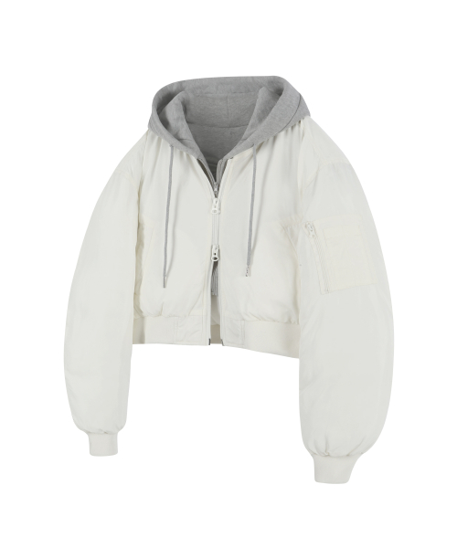 MUSINSA公式 | VIVABROWN 85-VIVA018 [2-way] Hood layered crop short padded ivory