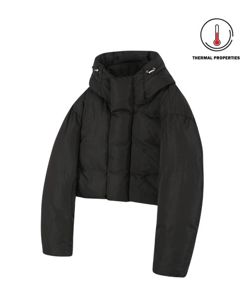 MUSINSA公式 | VIVABROWN 85-VIVA020 [2-way] Hooded string crop short padded black