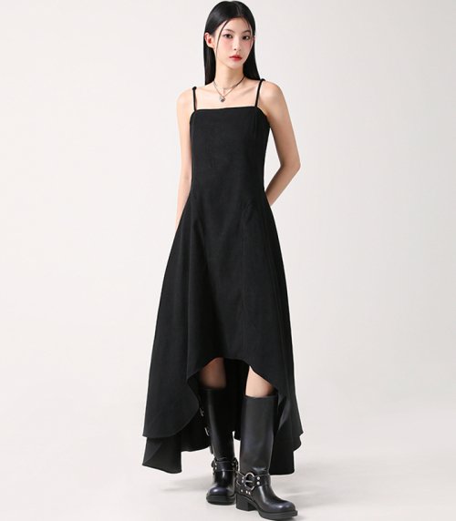 MUSINSA | AVANDRESS Unbalance Maxi Dress BLACK