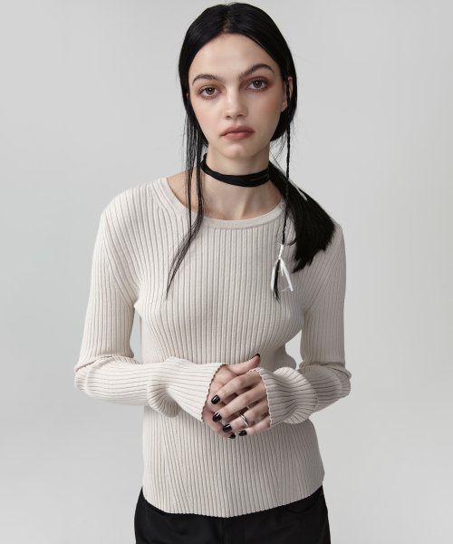 MUSINSA | EAN JO BACK STRAP RIBBED KNIT TOP (CREAM BEIGE)