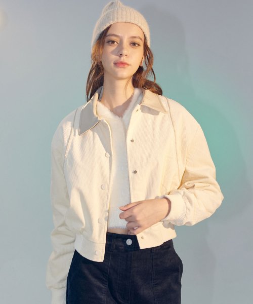 델리센트(DELICCENT) 코듀로이 파이핑 점퍼 [CREAM] - 사이즈 & 후기 | 무신사